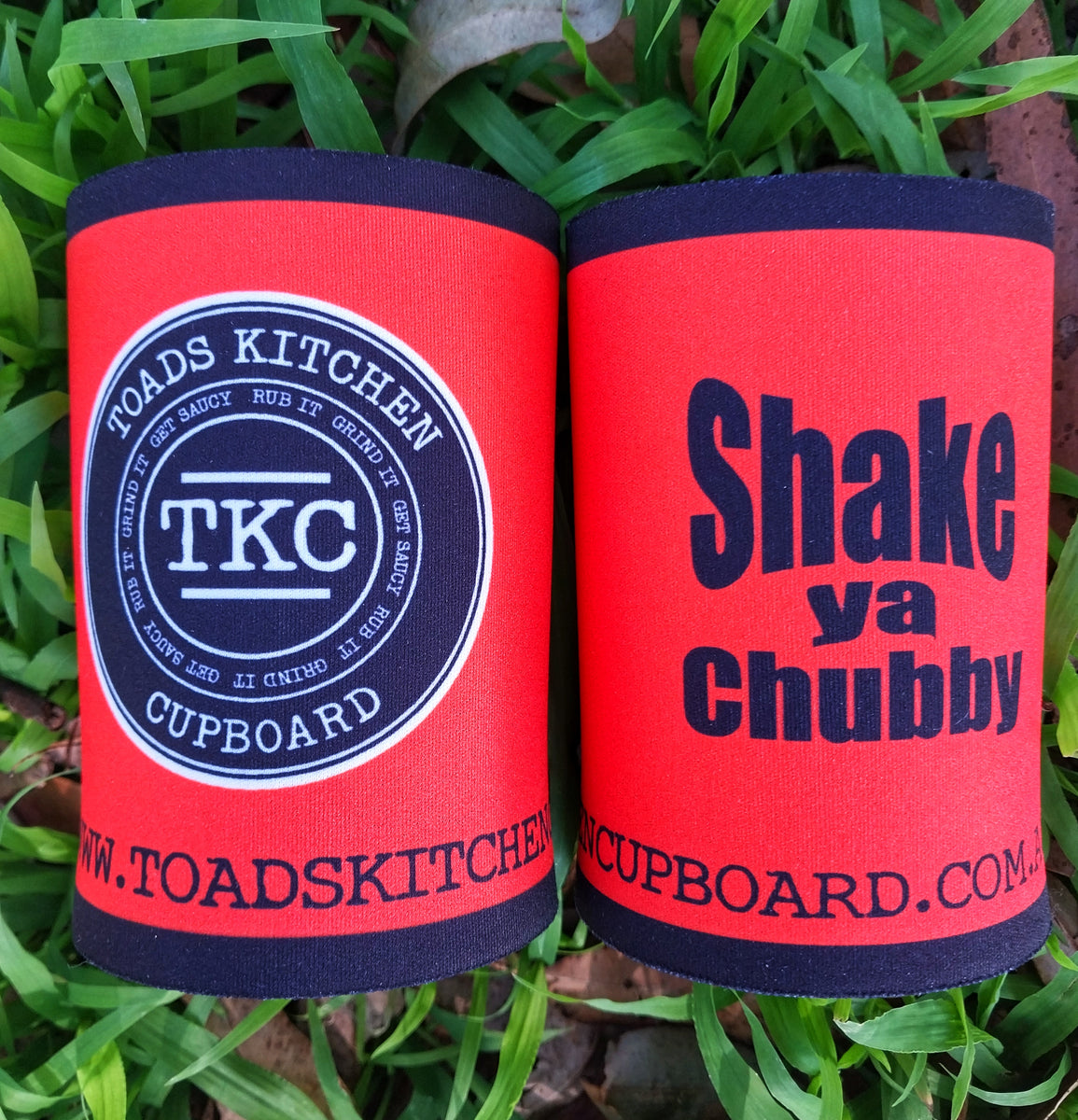 Stubby Cooler, "shake ya chubby" (bright orange) – Toad's Kitchen Cupboard
